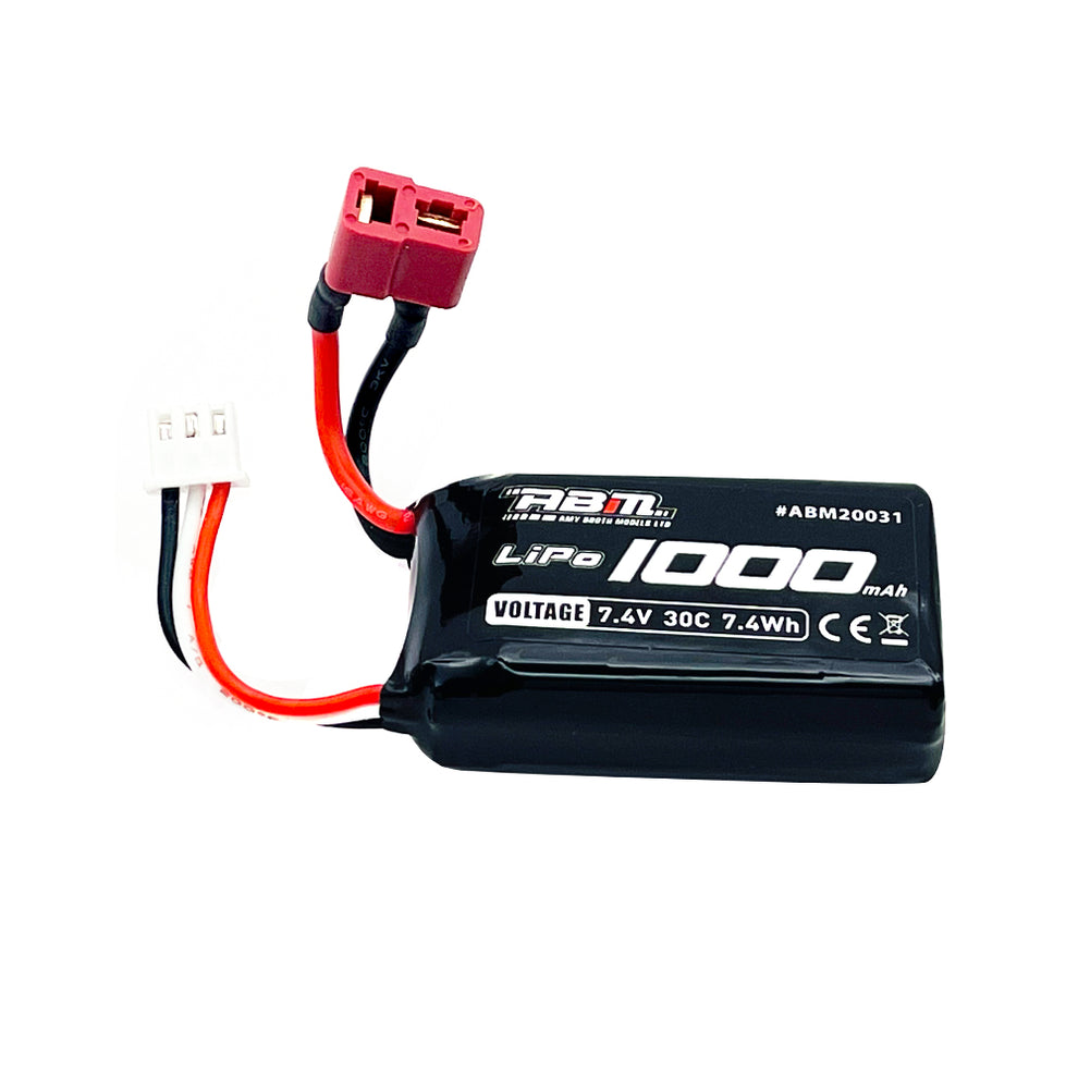 ABM 1000mah 2S 7.4V 30C lipo T-Connector for FTX Tracer – ABM-RC